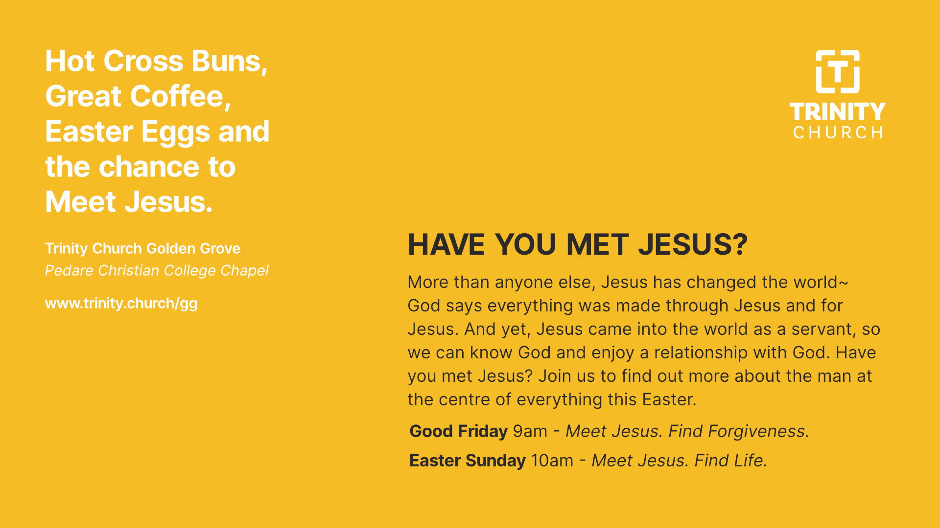Meet Jesus. Find Forgiveness. | Trinity Church Golden Grove